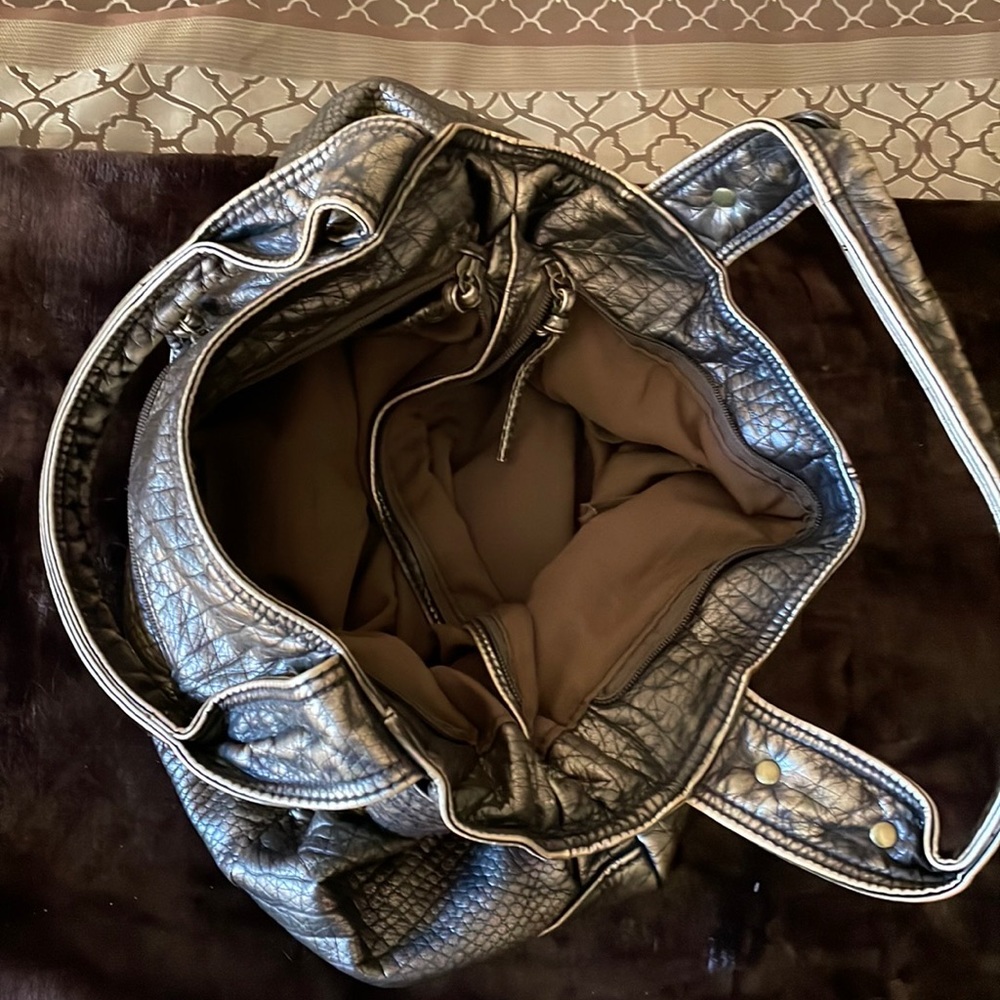 Bueno Black Distressed Gold Leather Like Bag - Gem